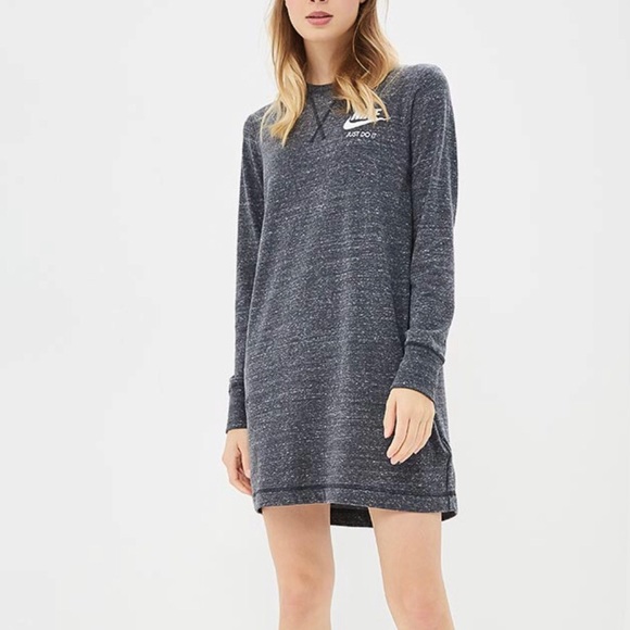 Nike | Dresses | Nike Heather Grey Gym Vintage Long Sleeve Dress | Poshmark